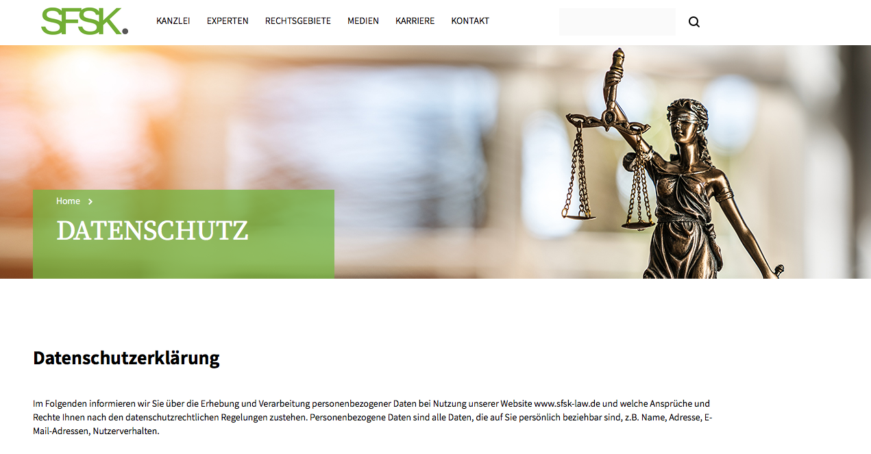 SFSK Law :: Datenschutz